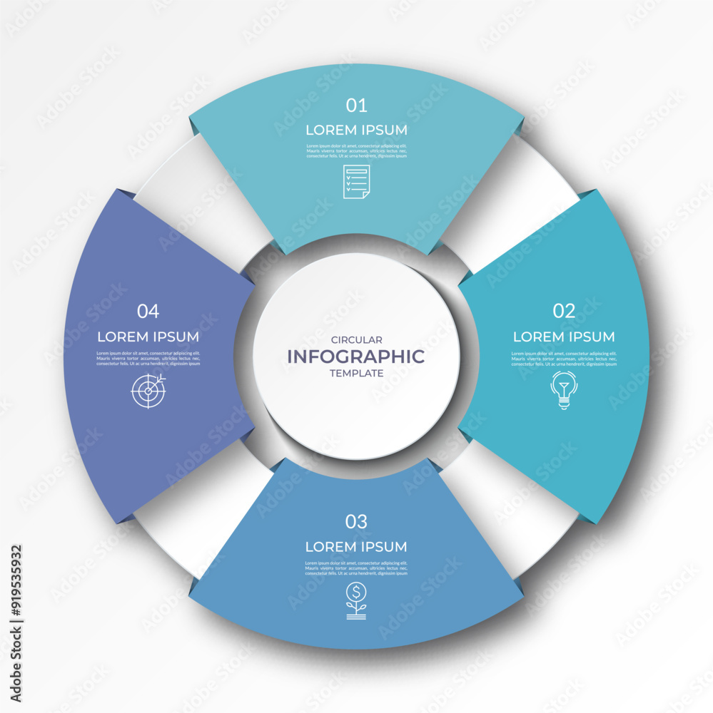 Infographic circular diagram with 4 options, parts. Four-step process ... Infographic circular diagram with 4 options, parts. Four-step process ...
