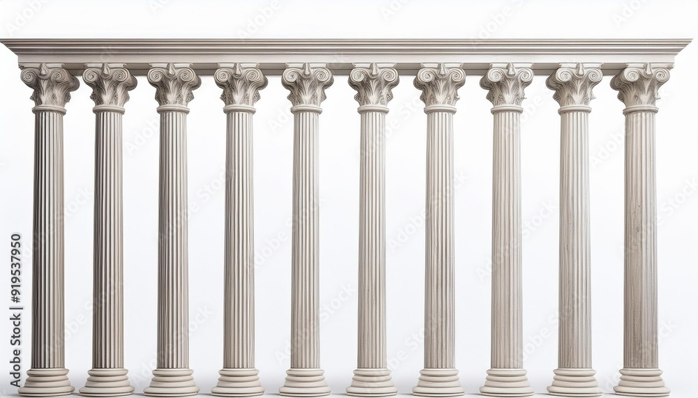 classical white marble columns isolated on white background ancient ...
