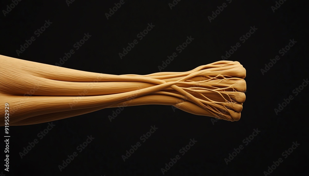 Detailed view of the humerus with the radial nerve wrapping around it ...