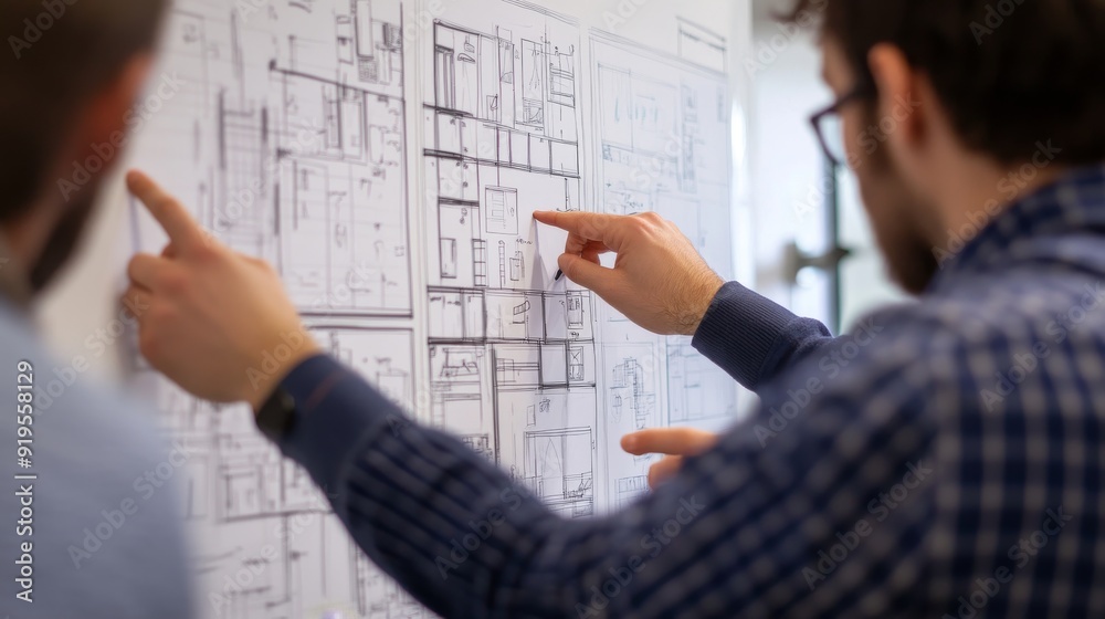 Engineers and architects engaged in a brainstorming session with ...