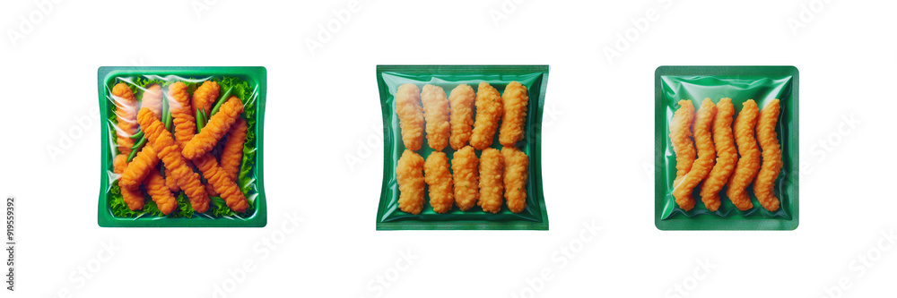 Set of pack of Chicken Tenders Unveiled in transparent Packaging ...
