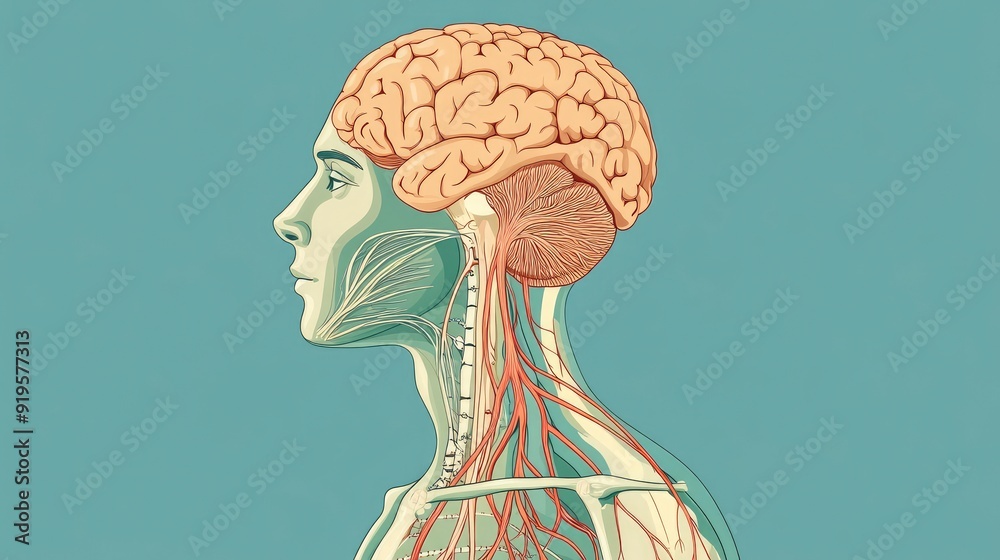 Diagram of the human nervous system, labeled with major nerves and ...
