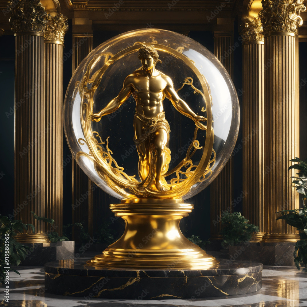 Foto de A statue of a transparent sphere arounded by tentacles greek ...