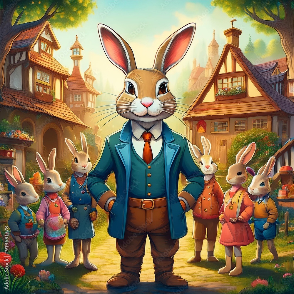 whimsical warren charming illustration of anthropomorphic rabbits in ...