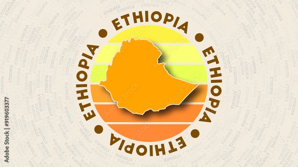 Ethiopia logo intro. Badge with the circular name and map of country ...