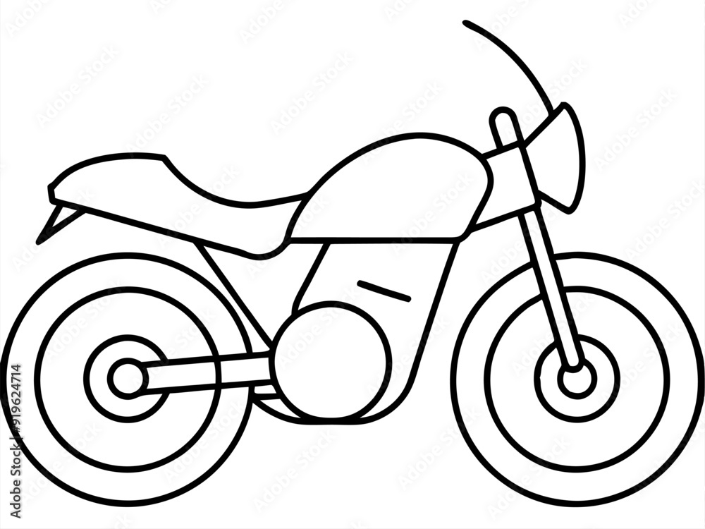 Motorcycle with Rear Wheel Perspective Vector Illustration Cartoons ...