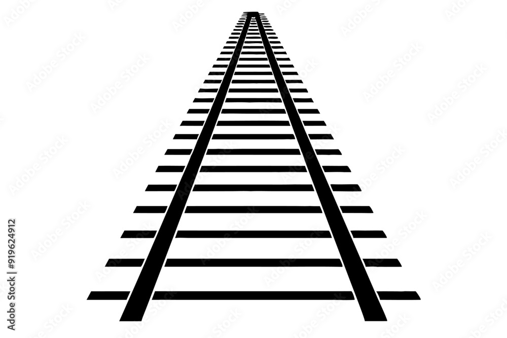 Parallel Train Tracks Vector Illustration on White Background Clipart ...