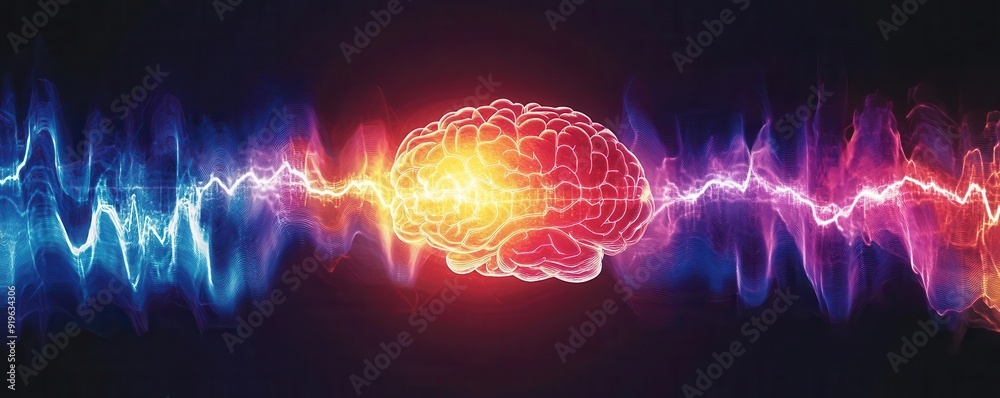 Dynamic wave of color representing brain activity during therapy, with ...
