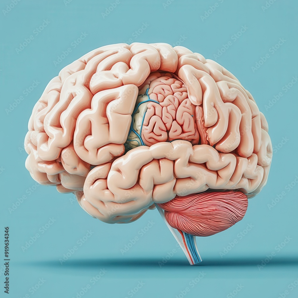 Medical illustration of a brain before and after therapy, showing ...