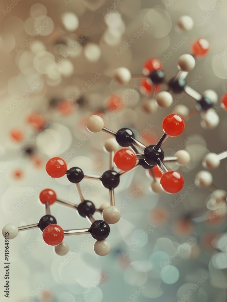 Molecular structure of a protein represented as a three-dimensional ...