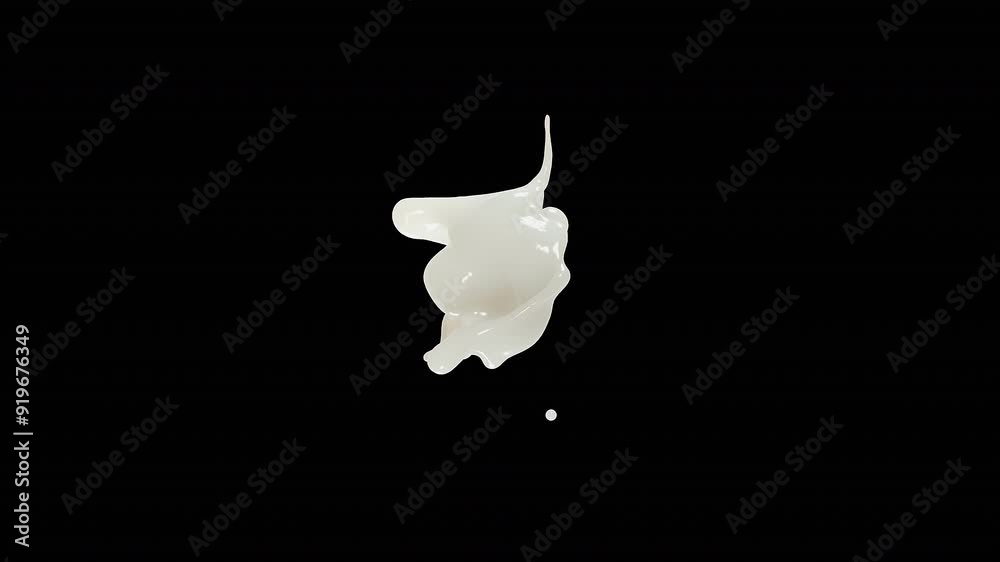 Milk splash in slow motion. 3D animation of white and brown liquid ...