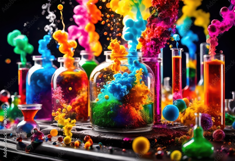 vivid lab instruments displaying stunning chemical reactions bright ...