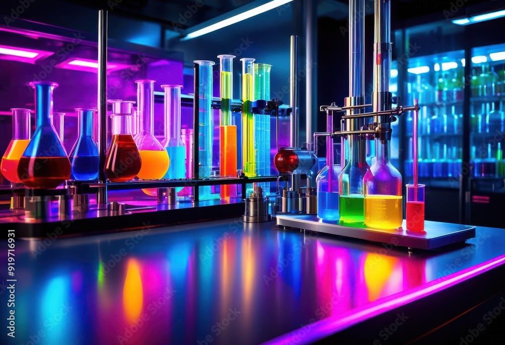 vibrant modern laboratory equipment showcasing spectrum colors ...