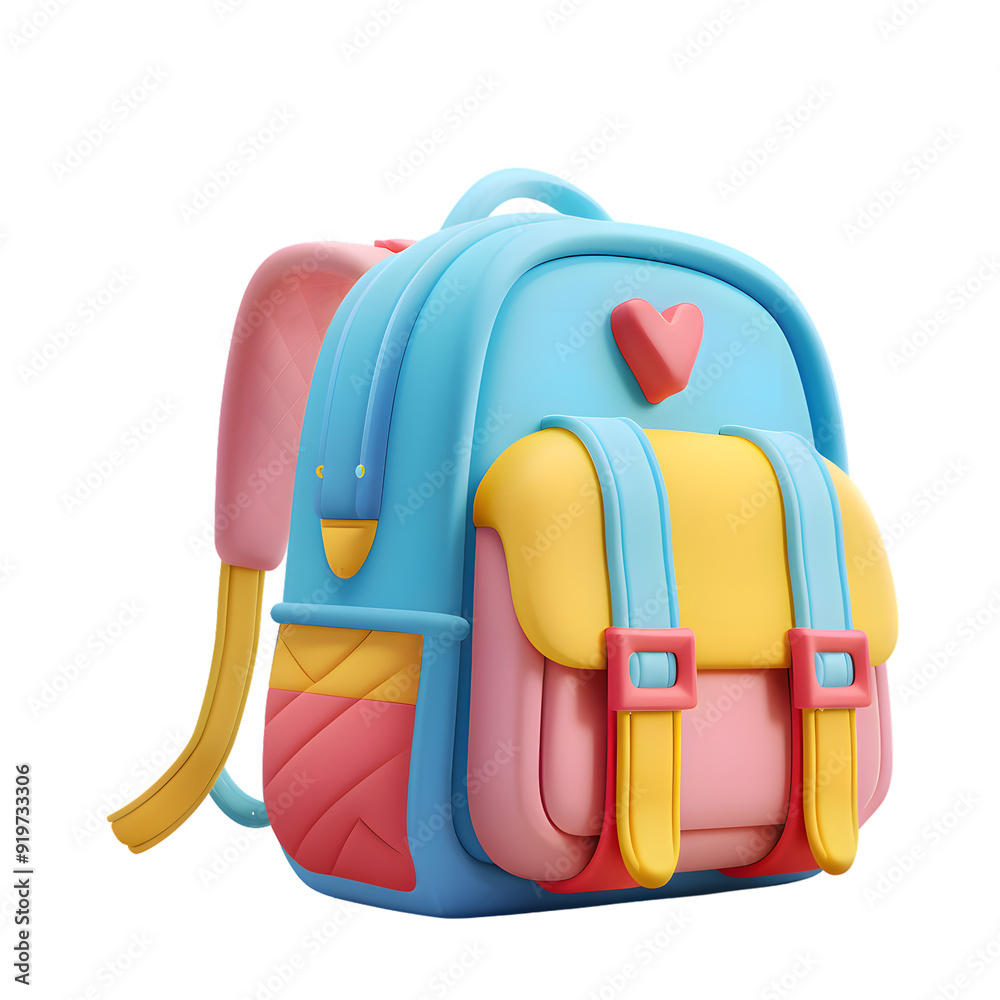 3D icon of a cute school backpack. Back to school and study concept ...