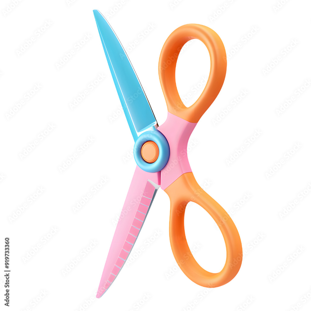 3D icon of cute scissors. Back to school and handmade concept. Isolated ...