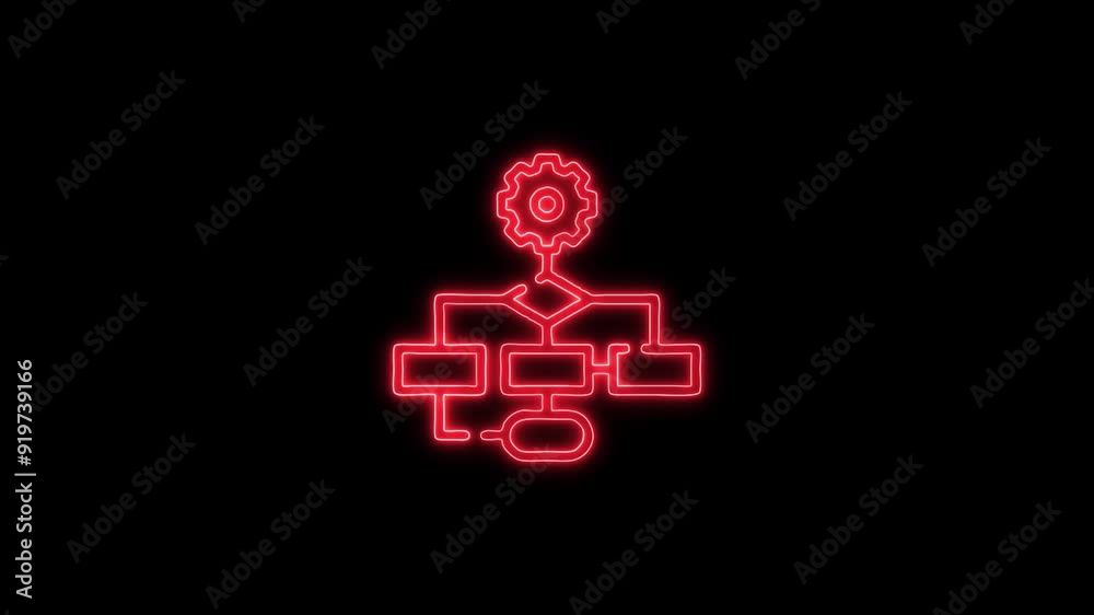 Workflow Icon - 4K Animated Design with Linear Symbol on Black ...