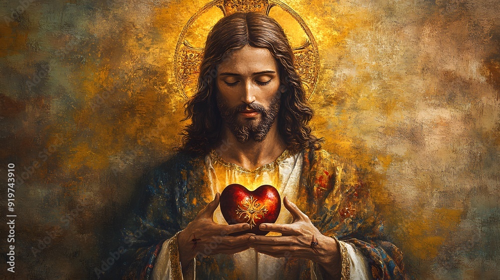 Jesus with sacred heart, by the best ever artist in heaven, holy light ...