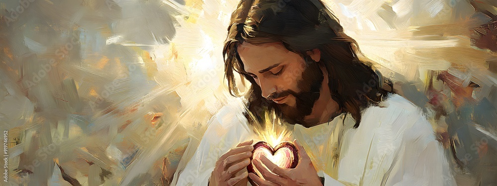 Jesus with sacred heart, by the best ever artist in heaven, holy light ...