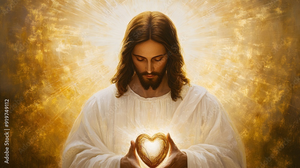 Jesus with sacred heart, by the best ever artist in heaven, holy light ...