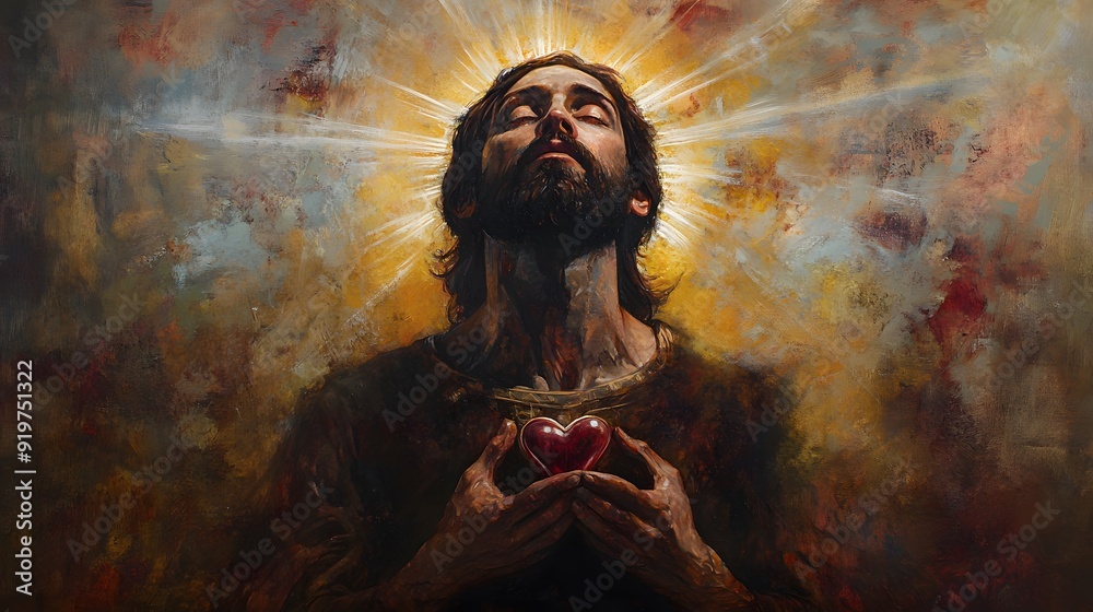 Jesus with sacred heart, by the best ever artist in heaven, holy light ...