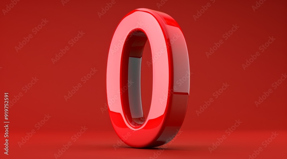This artwork features a vibrant red 3D number zero against a modern ...