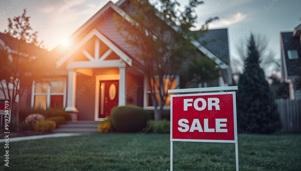 House for sale. A stunning real estate photograph of a suburban home ...