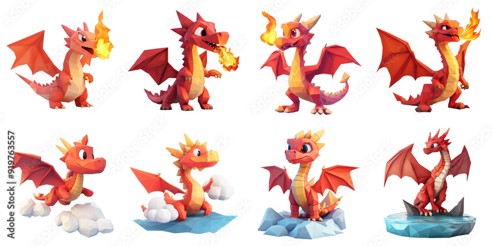 Dragon polygon white background png transparent animation concept using ...