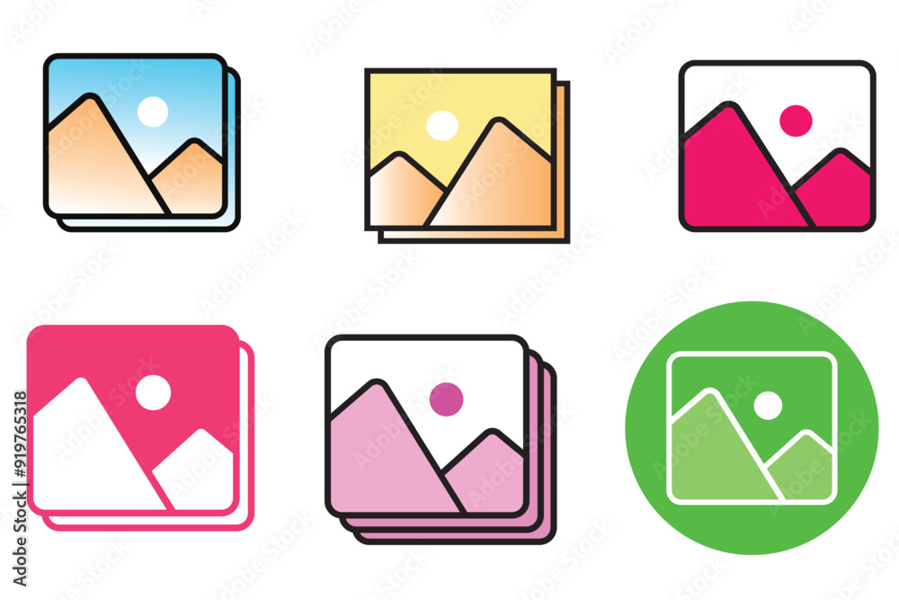 Album icon, Gallery icon, vector set, image icon, gallery art. Photo ...