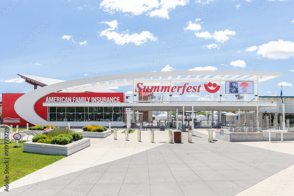 Milwaukee, WI, USA - August 12, 2024: The entrance to Summerfest in ...