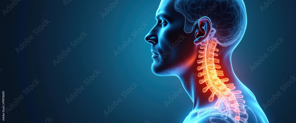 Human Body with Highlighted Nervous System Pain, Anatomy X-ray ...