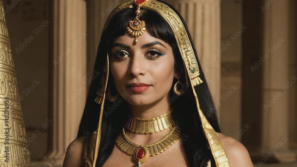Portrait of a beautiful woman princess in traditional Egyptian clothing ...
