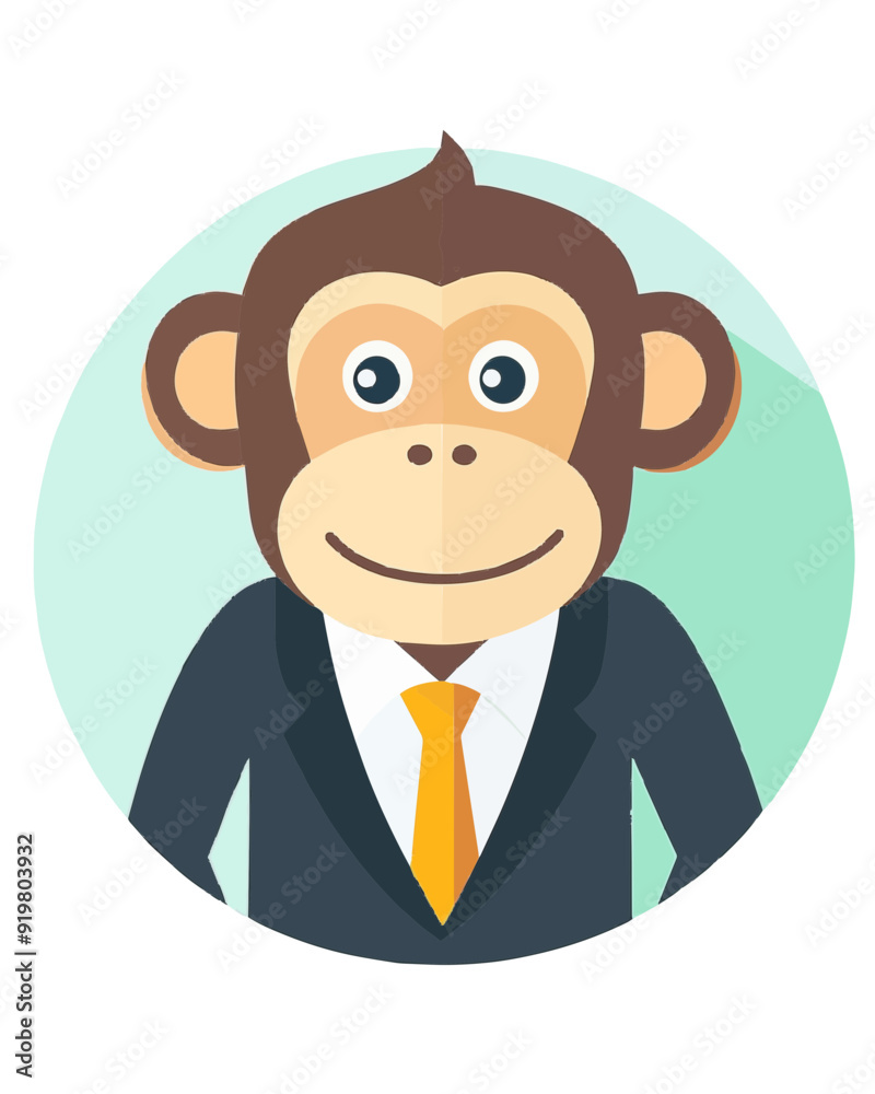 Professional monkey logo in a suit a tie. Full hd animal vector logo ...