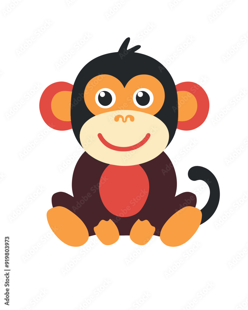 Baby wild primate in a sitting position. Full hd animal vector art ...