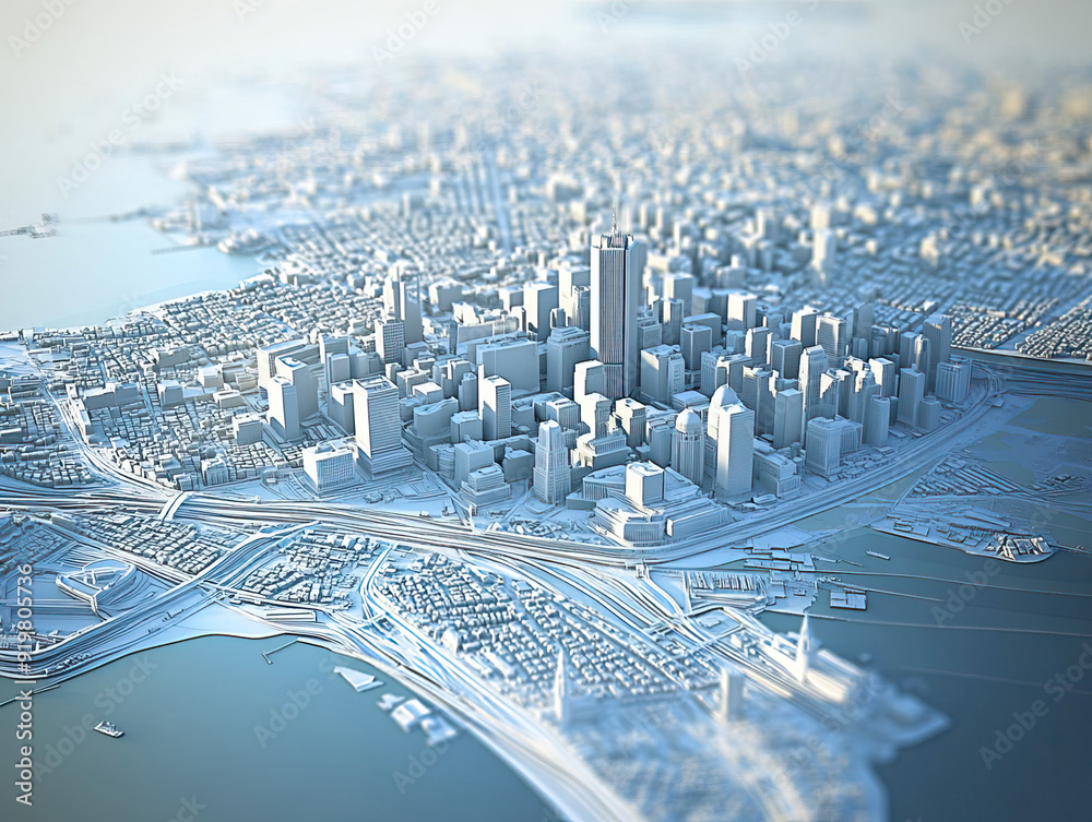 Technical aerial visual, 3D LiDAR GIS aerial map satellite scan model ...