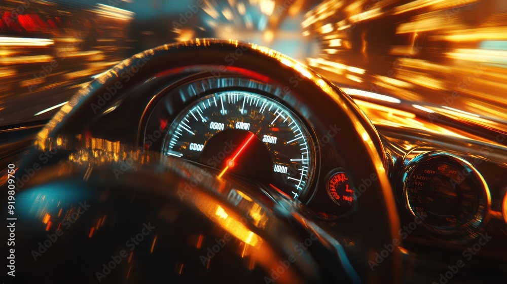 High-Speed Racing Dashboard with Glowing Speedometer - A dynamic view ...