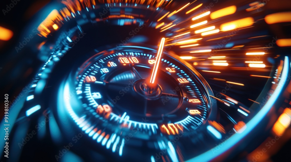 High-Speed Racing Dashboard with Glowing Speedometer - A dynamic view ...