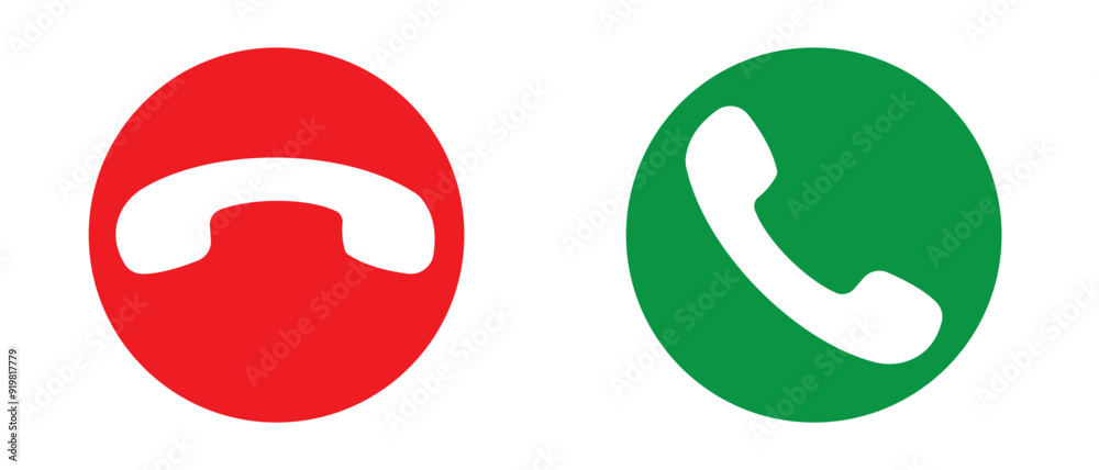 Accept and reject Phone call buttons, Green, red buttons vector, icon ...
