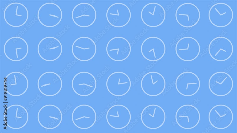 Royal blue color multiple moving clocks shows that time is not constant ...