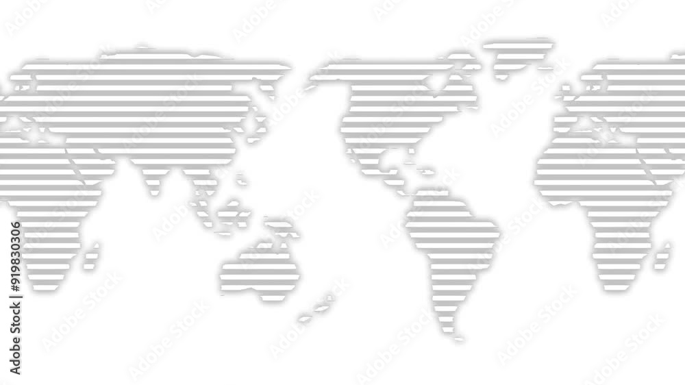 World map consisting of light gray stripes on a white background. World ...