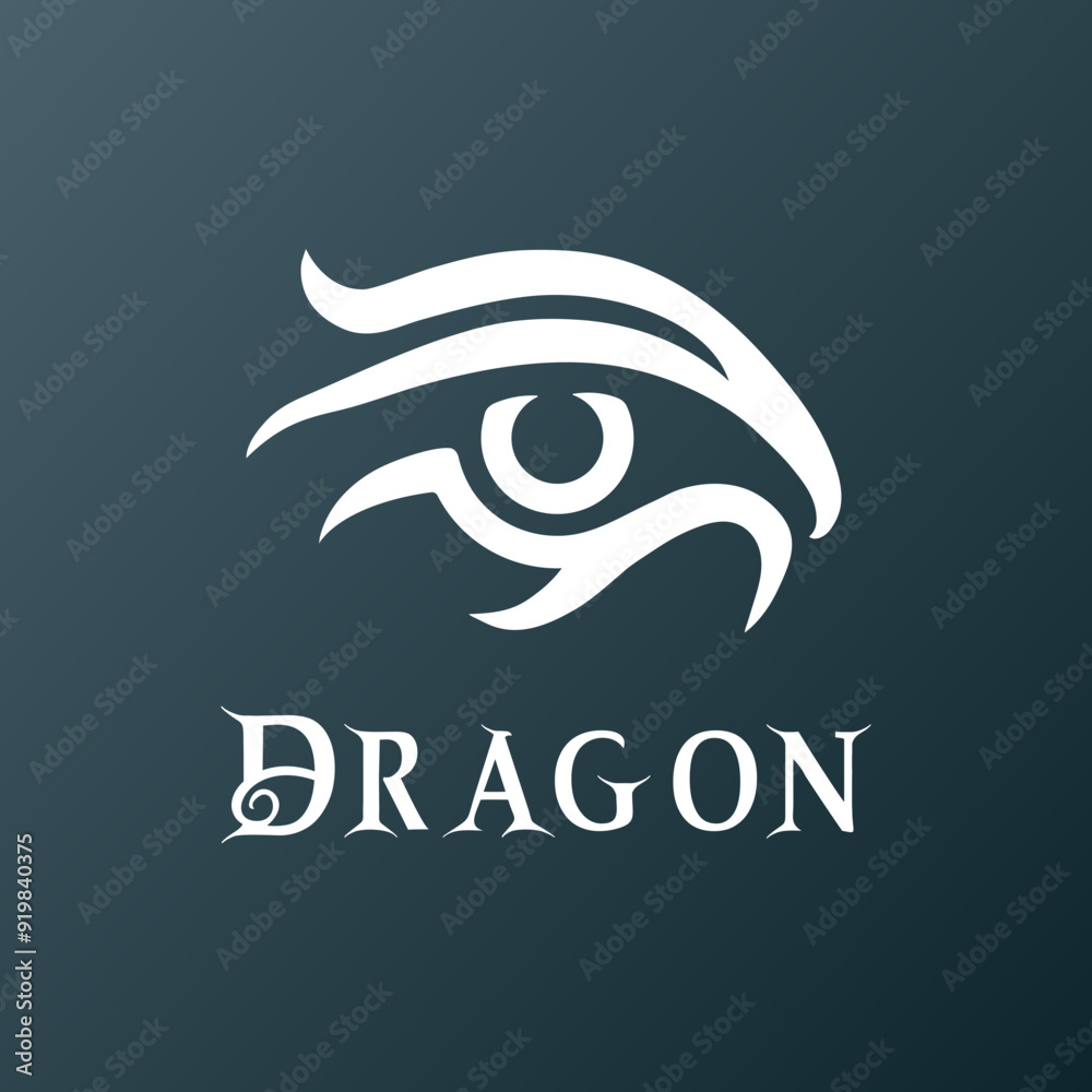 A vector illustration and logo of a sharp and majestic dragon eye ...