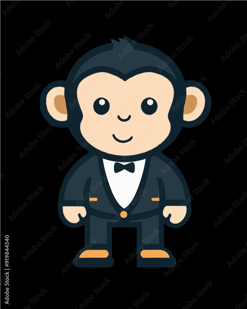 cartoon baby monkey suit logo. Full hd transparent background ...