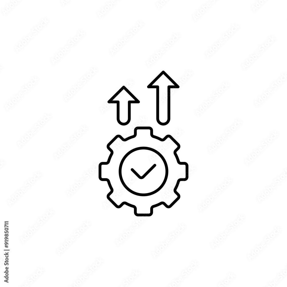 Efficient System Optimization Gear Icon with Approval Check Mark - Productivity Increase ...