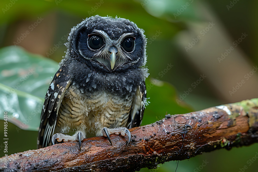 Amazonian Pygmy Owl perched on a branch in the Amazon rainforest its ...