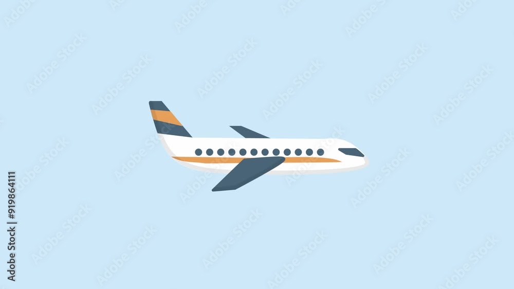 Animated plane flying across the screen, stopping in the middle for a ...