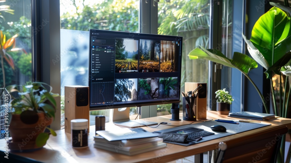 Professional Home Office Setup with Focused Atmosphere for Online ...