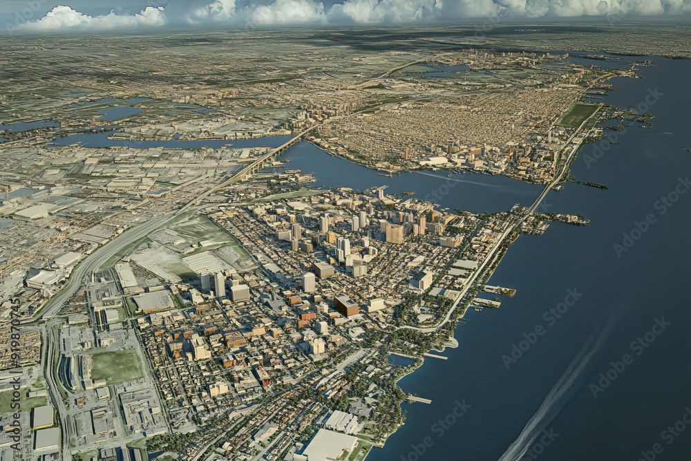 Technical aerial visual, 3D LiDAR GIS aerial map satellite scan model ...