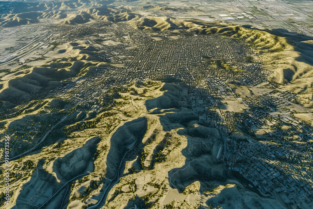 Technical aerial visual, 3D LiDAR GIS aerial map satellite scan model ...