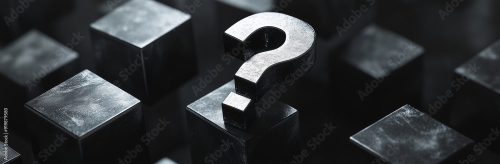 Curved infinite cubes with question marks and exclamation marks, 3D ...