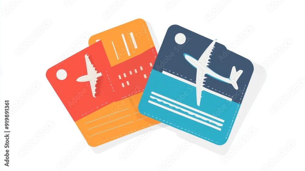 Vector illustration of airplane tickets, including a boarding pass ...