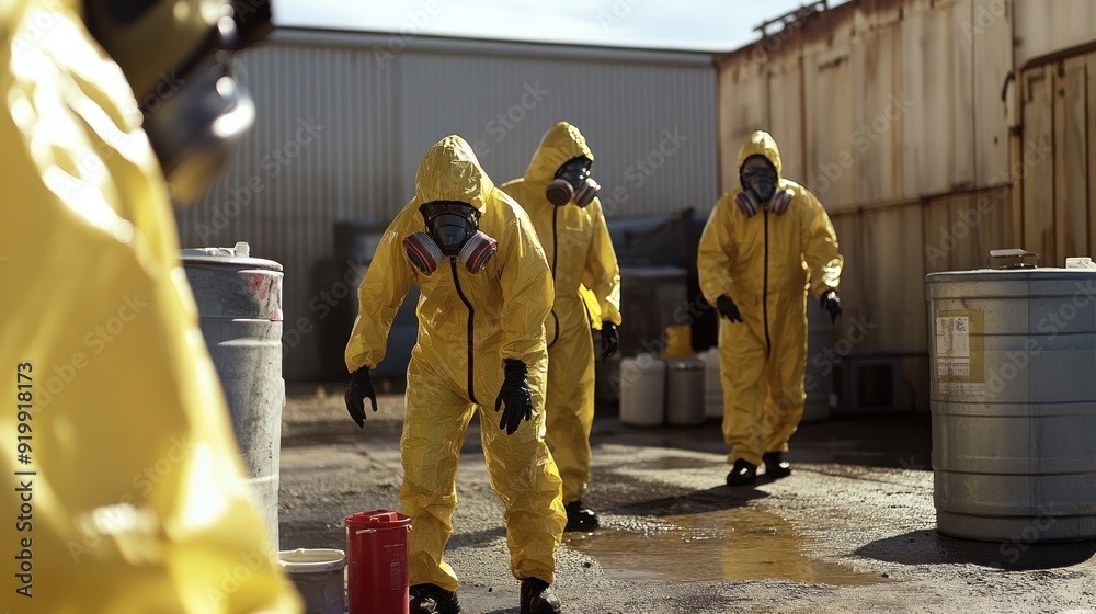 Generate a photo realistic image of workers training on handling ...